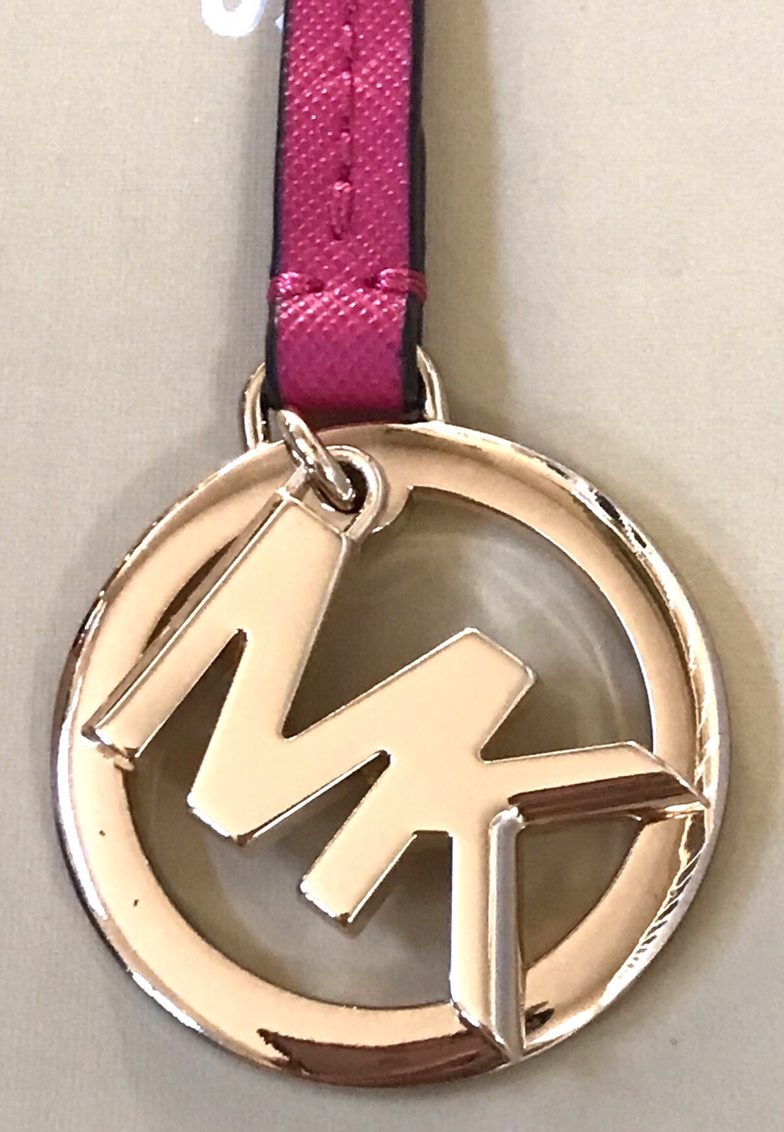 Michael Kors MK Logo Gold Charm / Ultra Pink Saffiano Leather Handbag ...