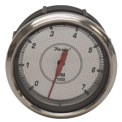 Faria Boat Tachometer Gauge TC5035B | 3 1/4 Inch Newport Carbon Silver ...