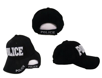 Black and White Police Law Enforcement (Raised 3D Lettering) Baseball ...