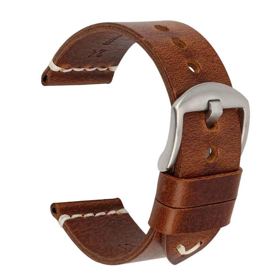 Handmade Two-piece Men's Genuine Leather Watch Strap Band 18 19 20 21 ...