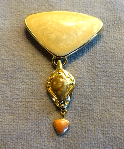 1980s Trifari Tri-Color Swirled Enamel Dangle Pin Art Nouveau Design ...