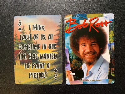 Swap Playing Card BOB ROSS With Unique Painting and Quote THREE OF ...