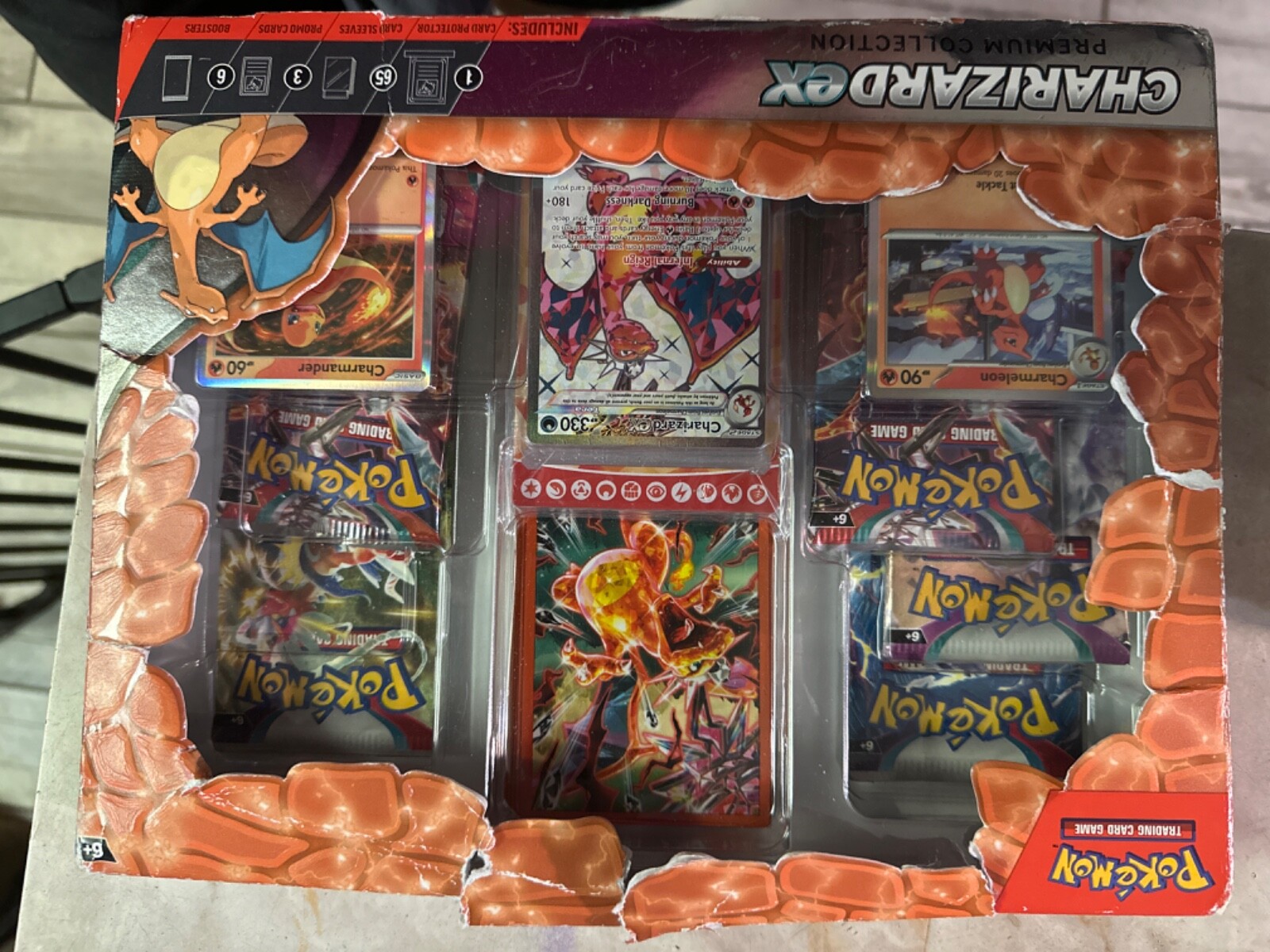 Rare Pokémon Charizard EX Premium Collection Error Box 7 Packs Instead ...