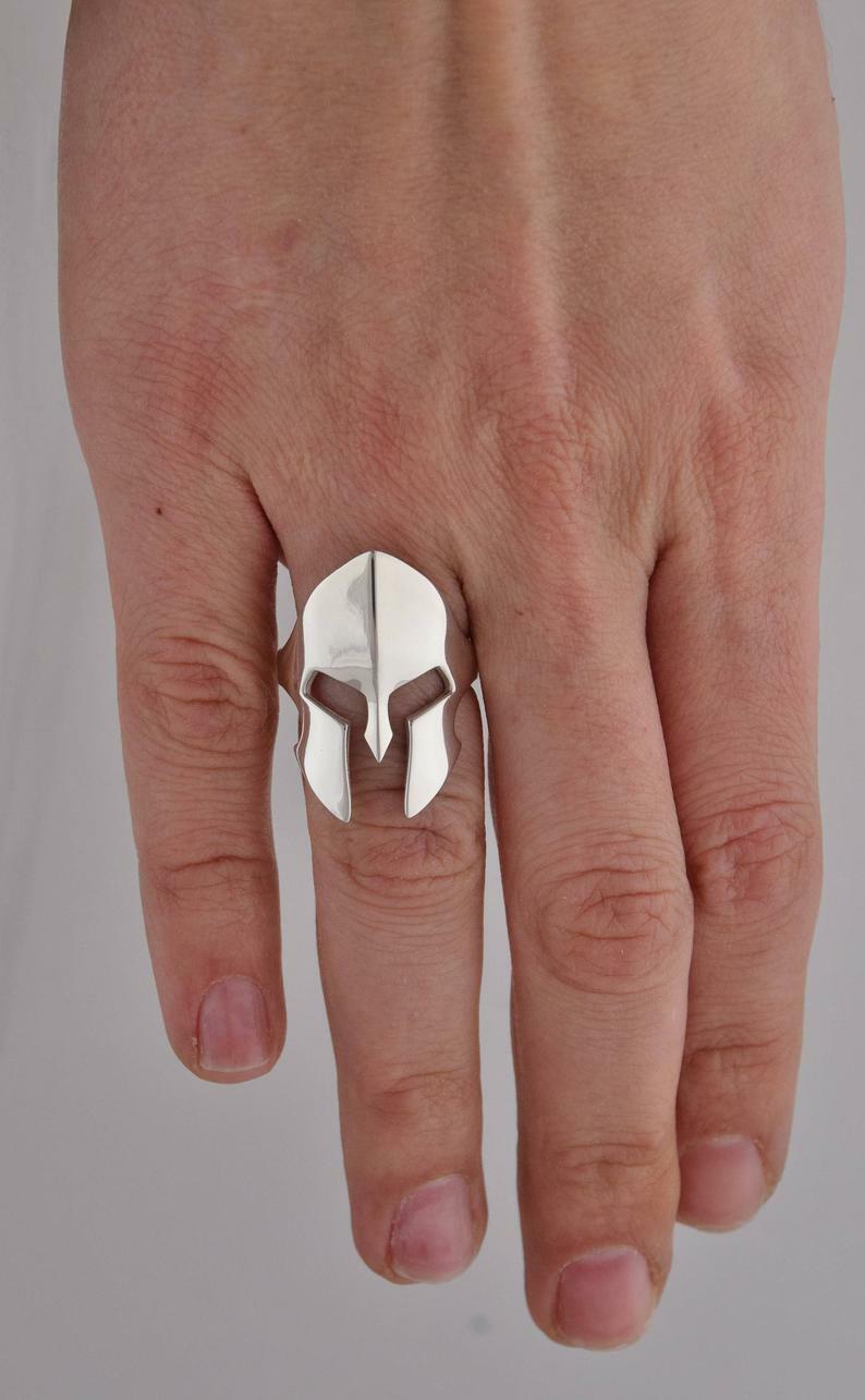Leonidas Greek Army Helmet Gladiator 935 Argentium Silver Unique Ring ...