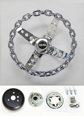 67-68 Chevelle El Camino Nova Impala 11" Chrome Chain Steering Wheel SS ...