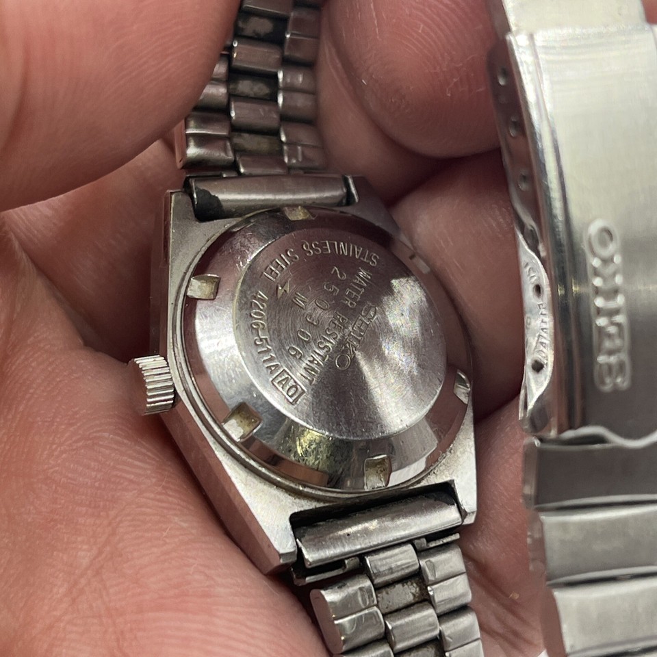 RARE VTG SS 4206-511A SEIKO 5 HEXAGON SILVER DIAL LADIES AUTOMATIC ...