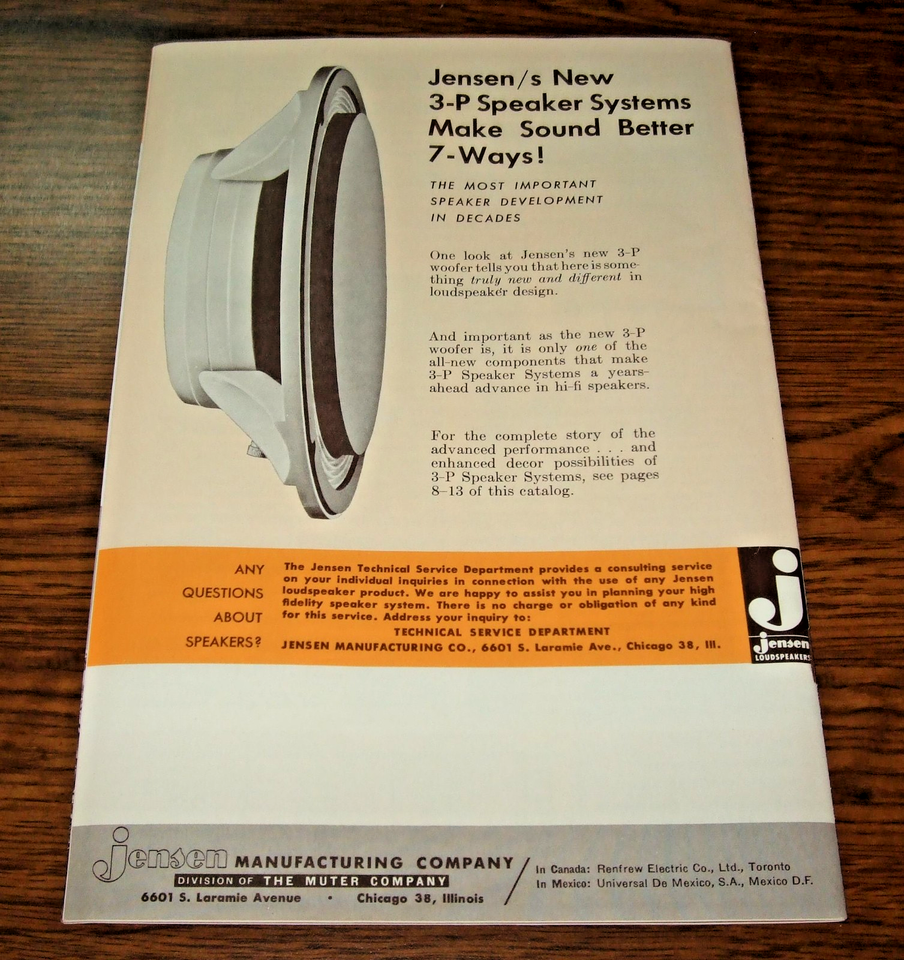 1961 Jensen High Fidelity Loudspeakers Stereo Catalog 165-G | eBay