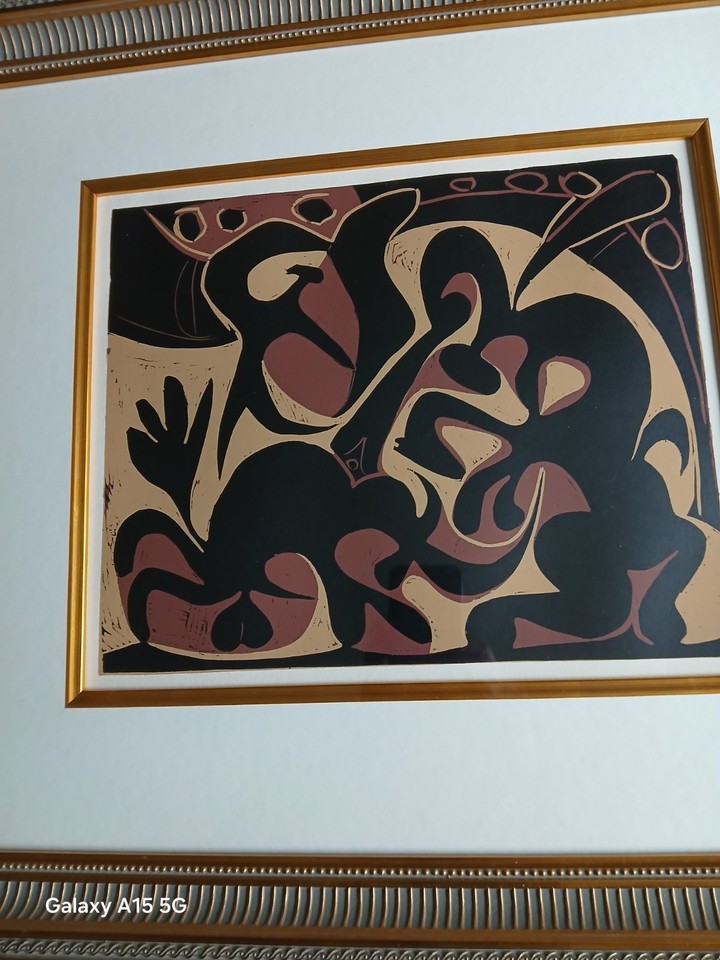 Pablo Picasso “Avant la Pique” 1962 Framed Linocut Lithograph Print w ...