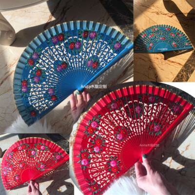 Hand Painted Spanish Style Wood Fans Custom Dance Fans Wedding Show ...