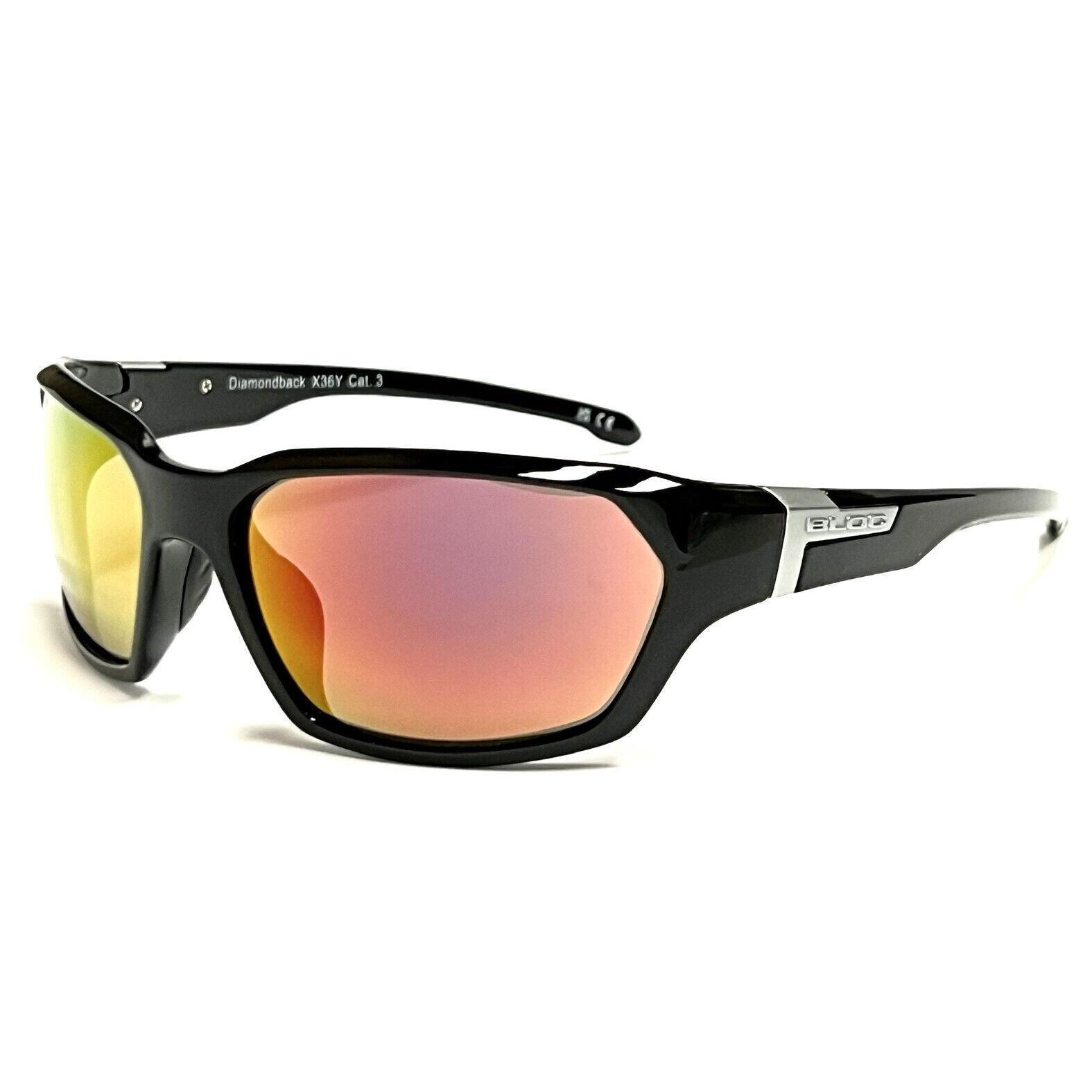 Bloc Diamondback Sunglasses Gloss Black with Sunburst Mirror Lenses ...