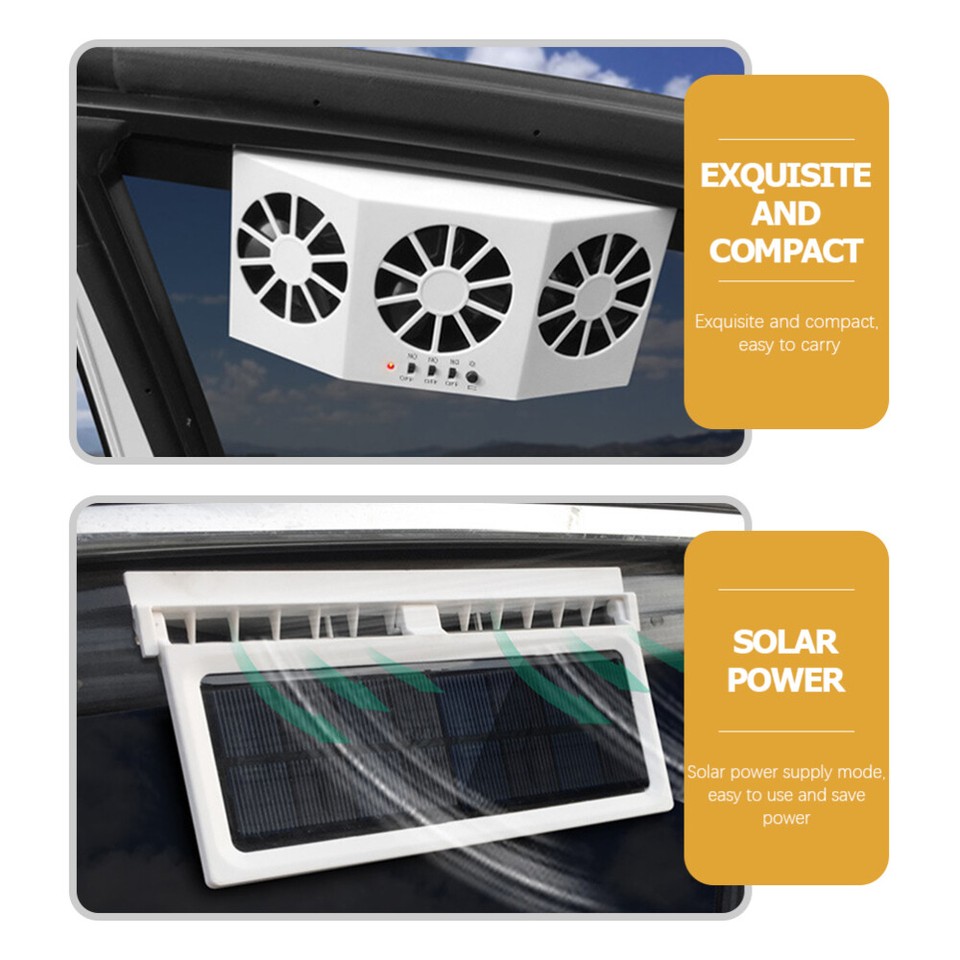 Solar Powered Car Air Conditioning Ventilating Fan Travel for Window | eBay
