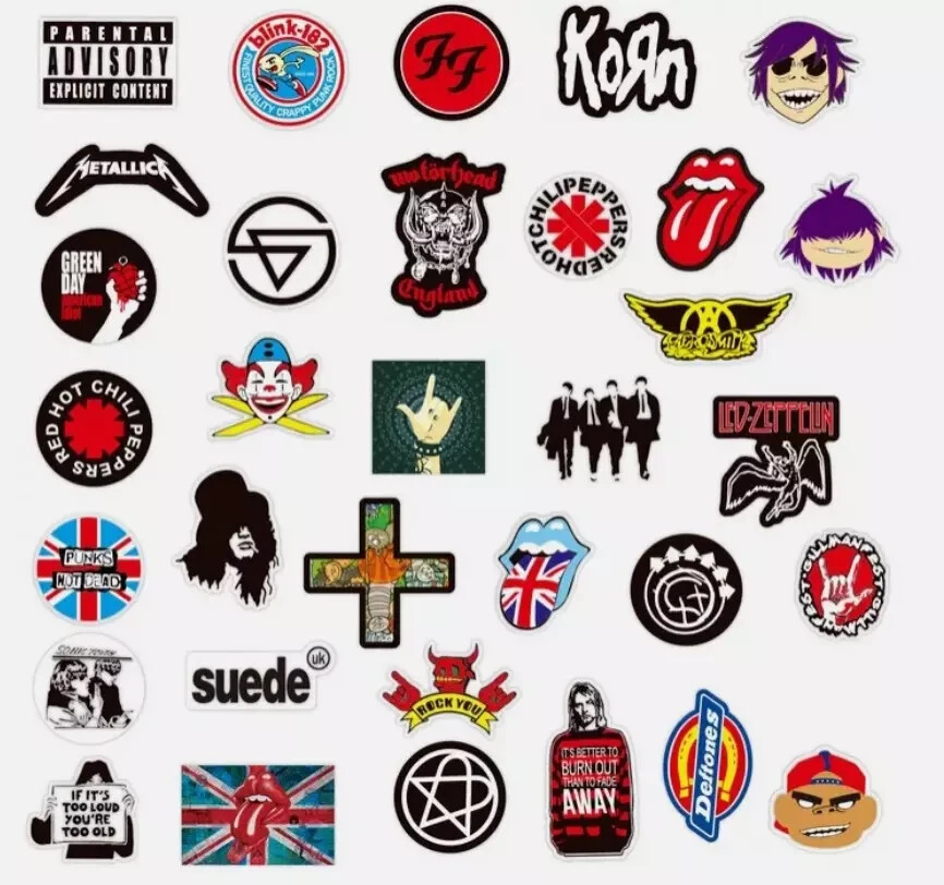 100PCS Rock Band Stickers Lot Punk Music Heavy Metal Bands Sticker ...