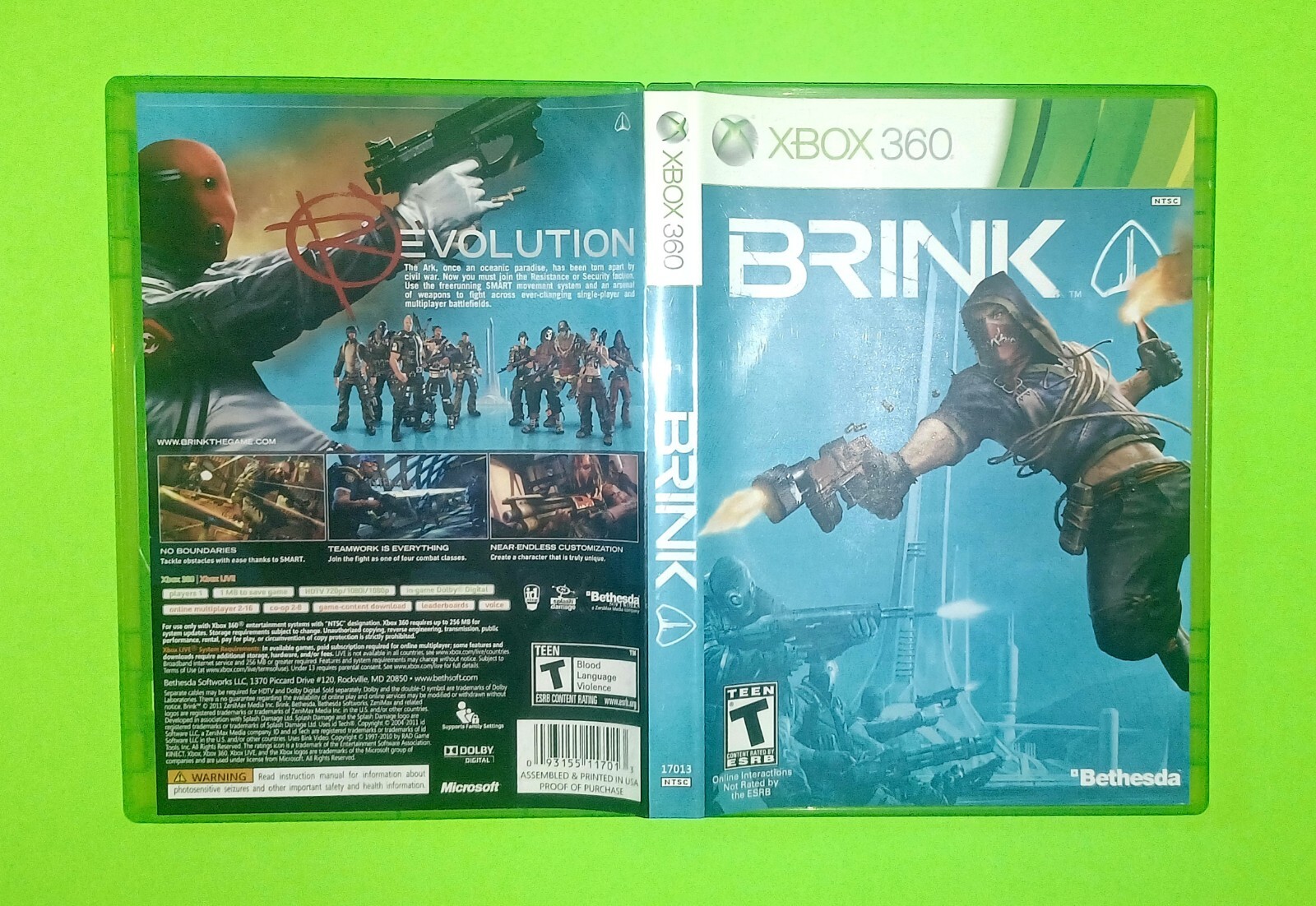 BRINK MICROSOFT XBOX 360 VIDEO GAME w/CASE INSERT MANUAL GAME/CD (2011) 93155117013| eBay