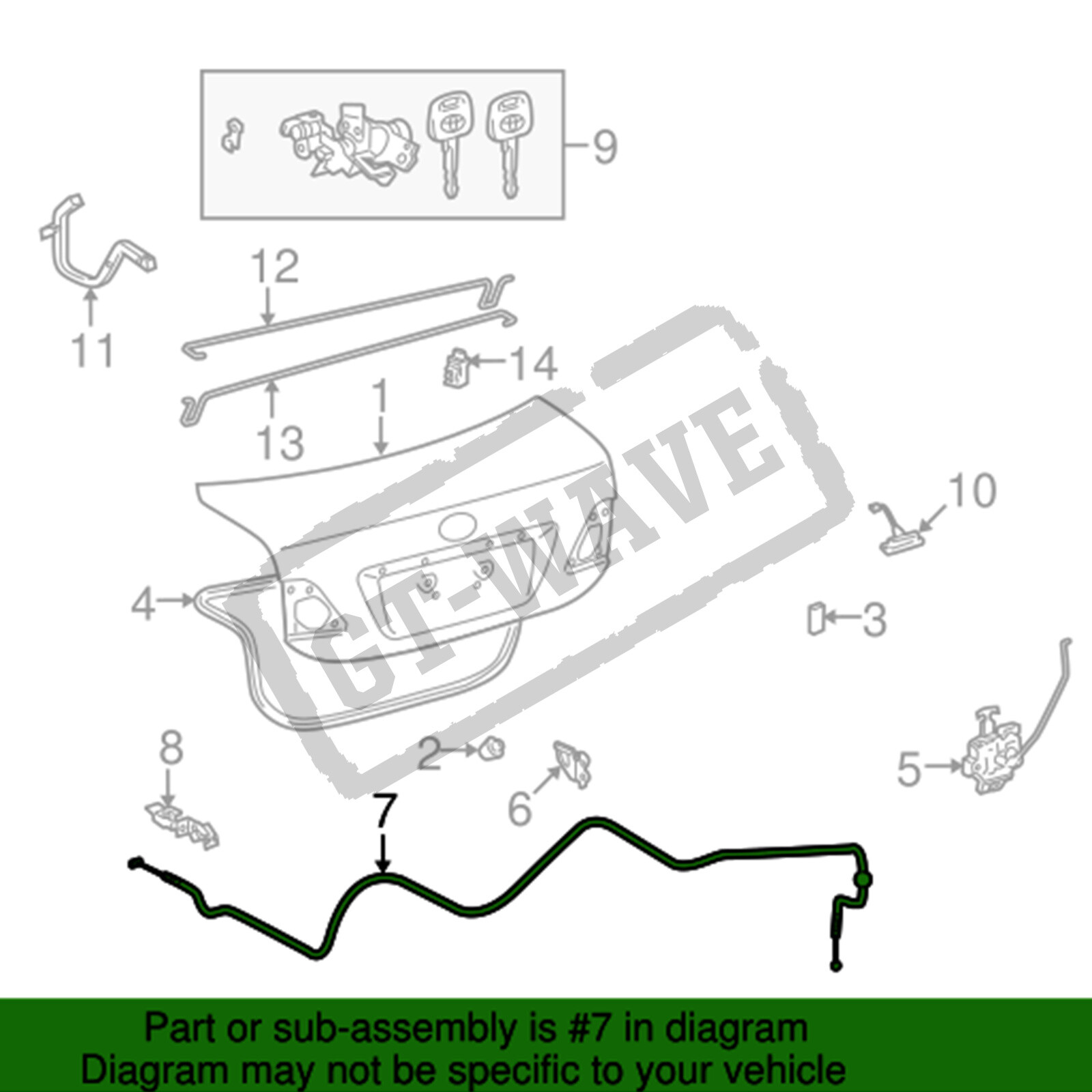 Trunk Lock Latch Release Cable for 2009-2013 Toyota Corolla | eBay