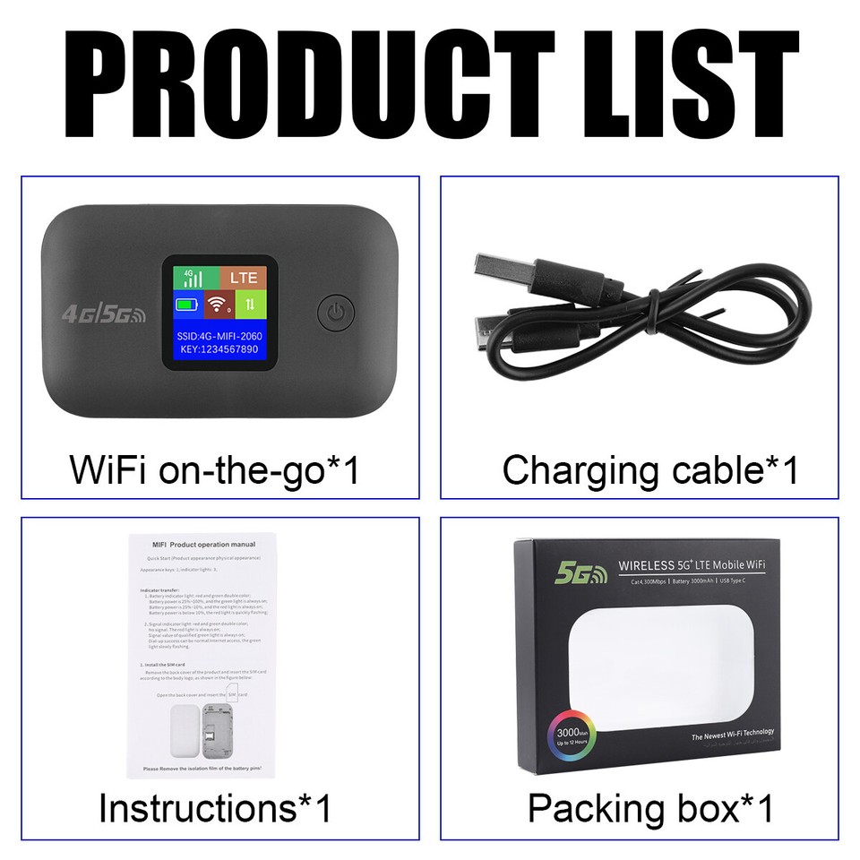 5G Wireless Mobile WIFI 4G LTE Router Pocket Modem Mobile Wifi Hotspot ...