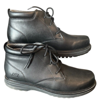 Skechers Men's Wenson Osteno Leather Mid Top Boots Gogamat Arch Black ...