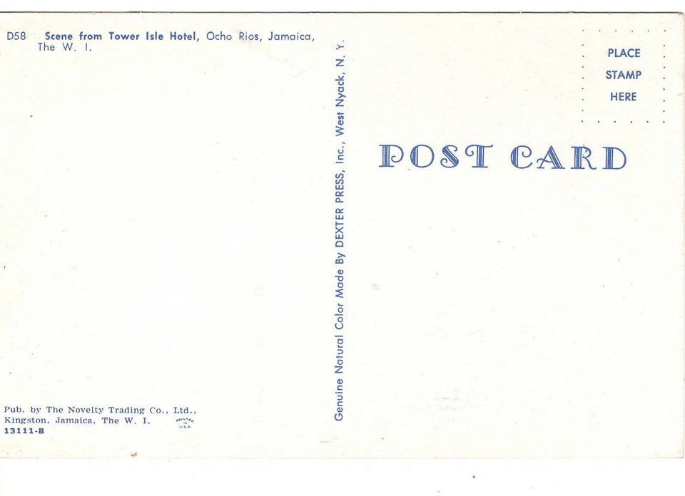 Postcard Tower Isle Hotel Beach Scene Ocho Rios Jamaica BWI Early 1960 ...