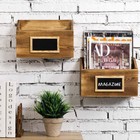 Burnt Wood Wall Mounted Mail/File/Magazine Holder w/ Chalkboard Label ...