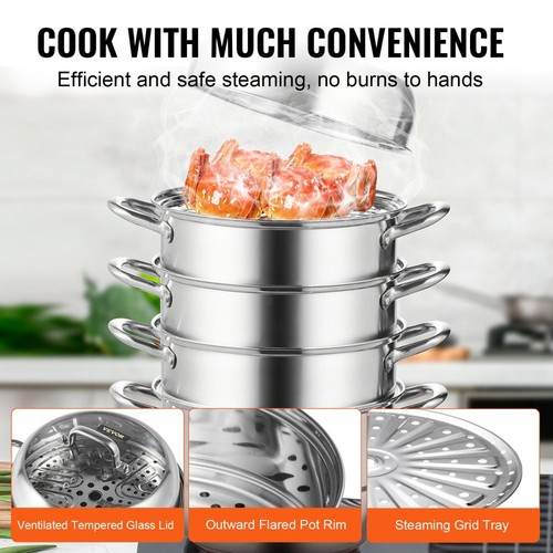 Stainless Steel Dumpling Steamer 5 Tier 30cm for Soup Noodles Fish Gas ...