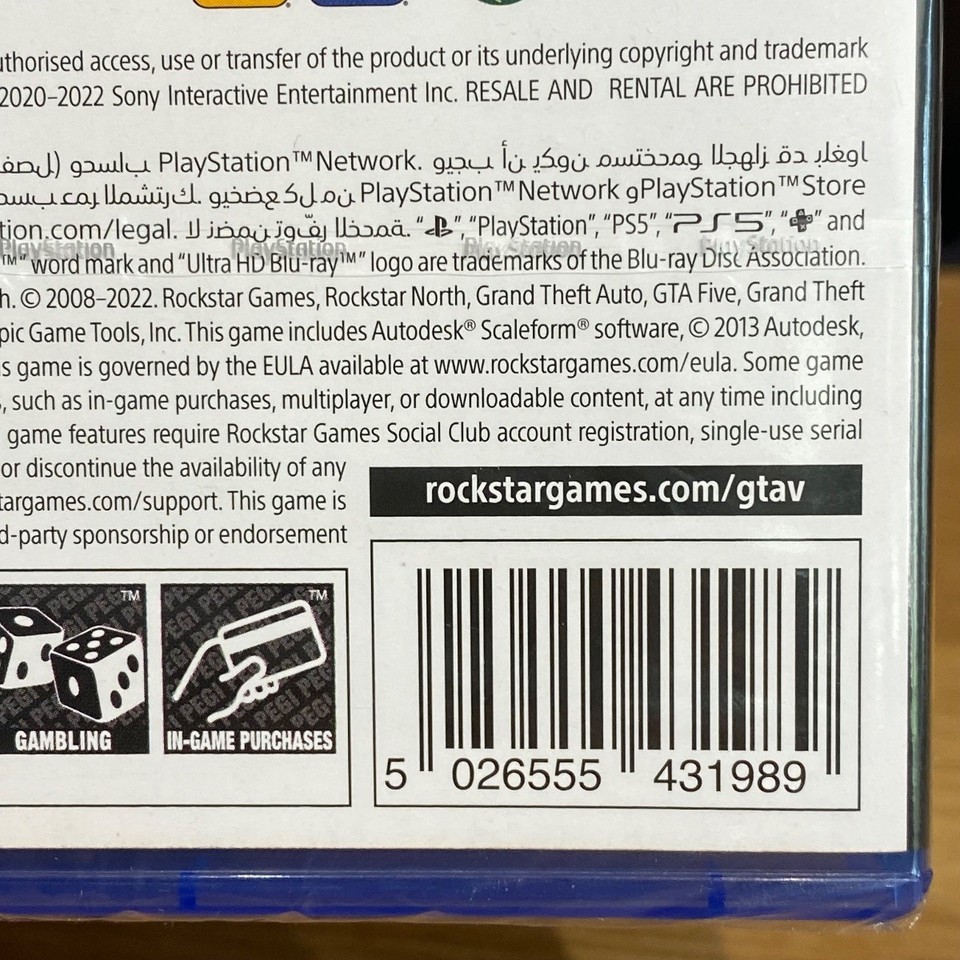 Grand Theft Auto V 5 GTA Playstation PS5 Rockstar Game 100% Original ...