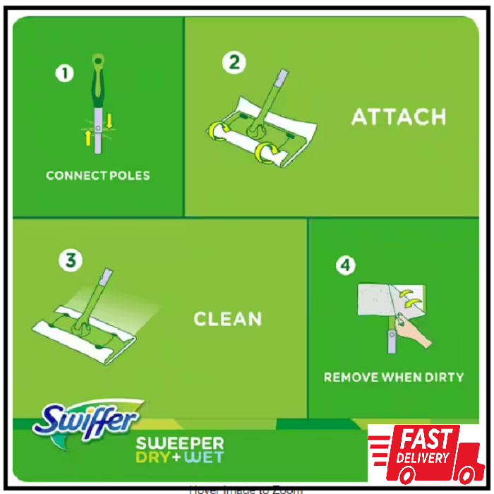 Swiffer Sweeper 2-in-1, Dry and Wet, Floor Cleaner Includes 1 Mop + 10 ...