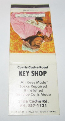 VINTAGE MATCHES MATCHBOOK COVER KEY SHOP CURTIS CACHE ROAD CHIMPANZEE ...