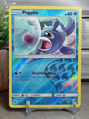 Pokemon TCG - Popplio 64/214 Reverse Holo - Sun & Moon - Lost Thunder ...