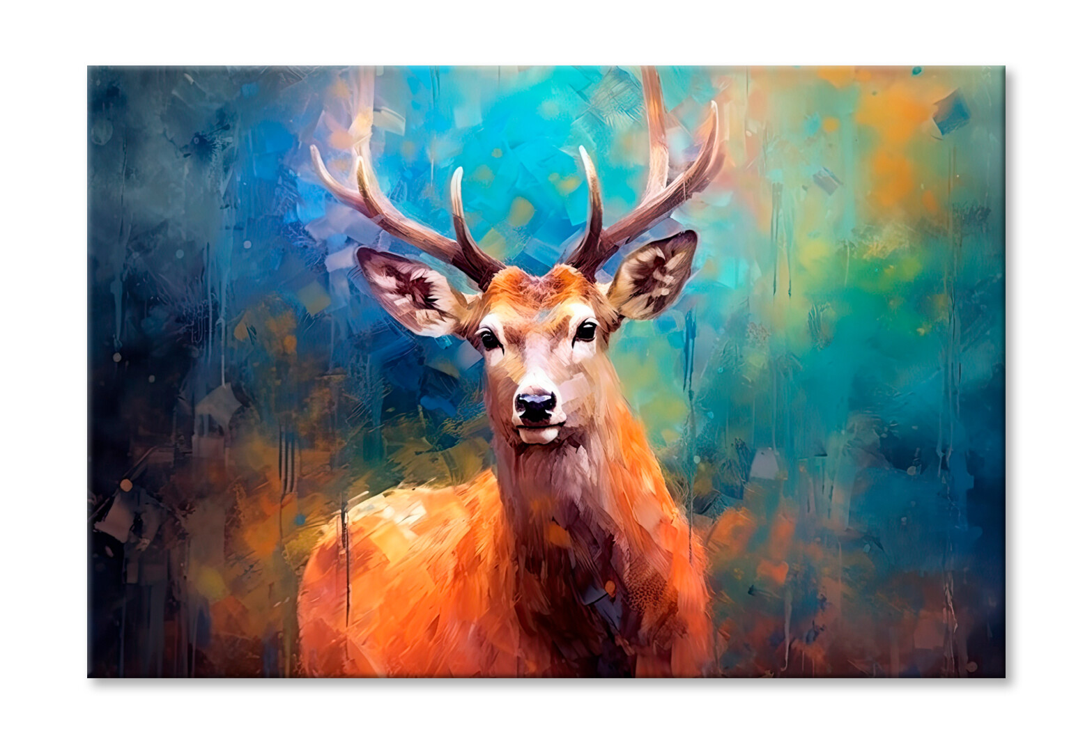 Amazing Colorful Deer Oil Painting Wall Art Limited Edition High ...
