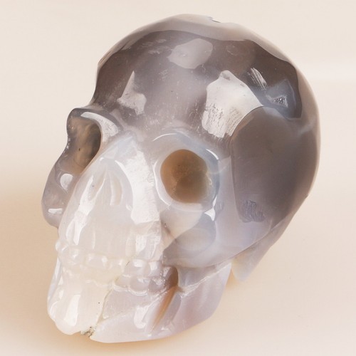 3.1" Natural Geode Agate Quartz Crystal Hand Carved Skull Head ...