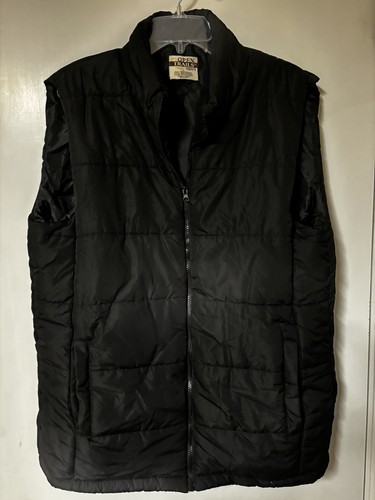 Vintage Open Trails Puffer Vest Black Quilted Zip Sleeveless Jacket ...