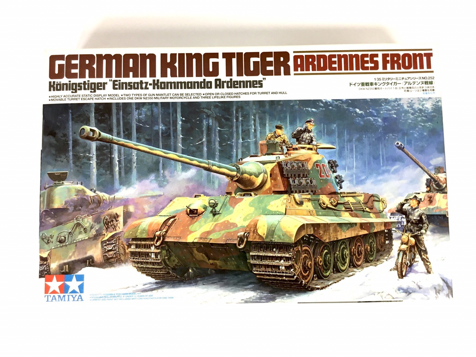 Tamiya 35252 1/35 German King Tiger Tank Model Kit With Motorcycle & 3 ...