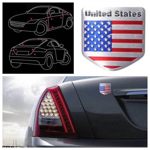 1X US USA Flag Sticker American Emblem Metal Badge Decal Car Universal ...