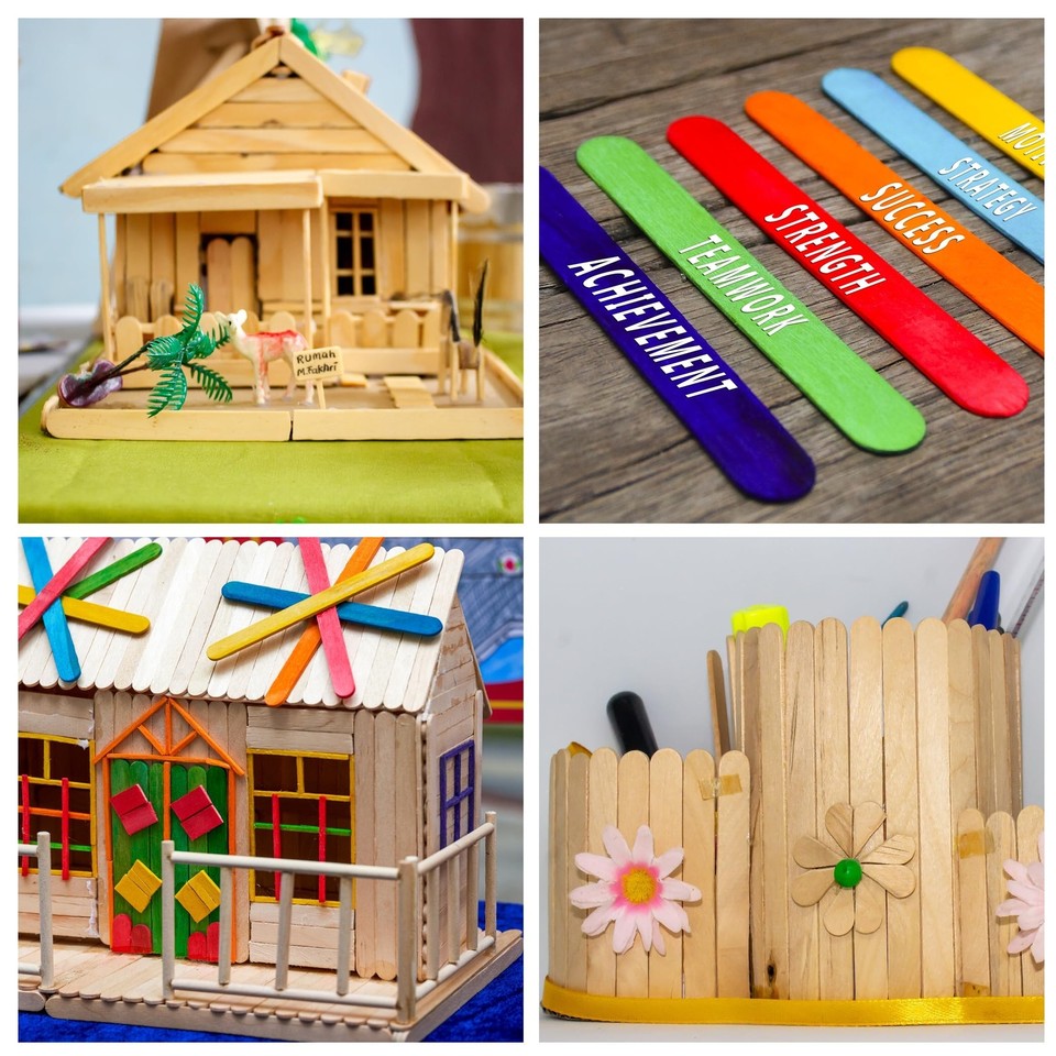 60 Pieces Jumbo Craft Sticks, 8 Inch Natural Wooden Popsicle Sticks ...