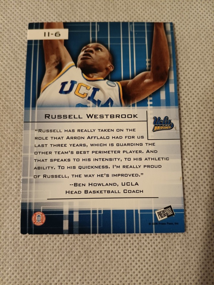 2008 RUSSELL WESTBROOK PRESS PASS INSIDER INSIGHT ROOKIE CARD RC #II-6 ...
