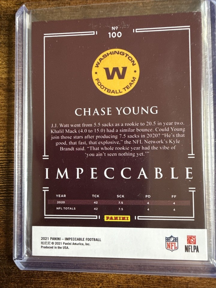 🔥 2021 Impeccable Football - Chase Young - ONE OF ONE - #100 Panini | eBay