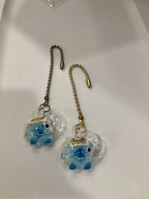 CIRCUS PARADE BLUE ELEPHANT ELEPHANTS FLORAL GLASS CEILING FAN SWITCH ...