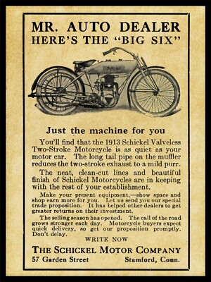 1913 Schickel Motorcycle of Stamford, CT NEW Metal Sign: 12x16 Large ...