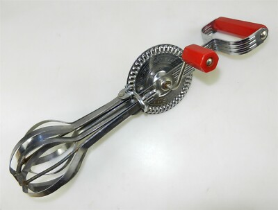 Vintage Ecko A&J Hi-Speed Kitchen Manual Hand Mixer Beater Red Bakelite ...