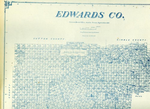Old Edwards County Texas General Land Office Owner Map Rocksprings ...
