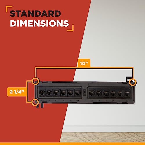 12 Port Cat6 Mini Patch Pane | Built for Rack or Wall Mount Cable ...