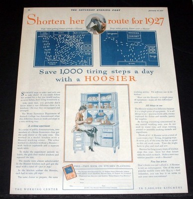1927 OLD MAGAZINE PRINT AD, THE HOOSIER KITCHEN CABINET, SAVE 1000 ...