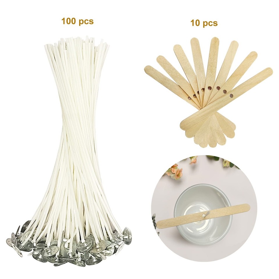 100 Pieces Cotton Candle Wick 6" Pre-Waxed for Candle Making Wicks ...