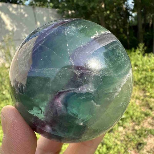 580g Natural Feather Fluorite Quartz Sphere Crystal Ball Reiki Healing ...