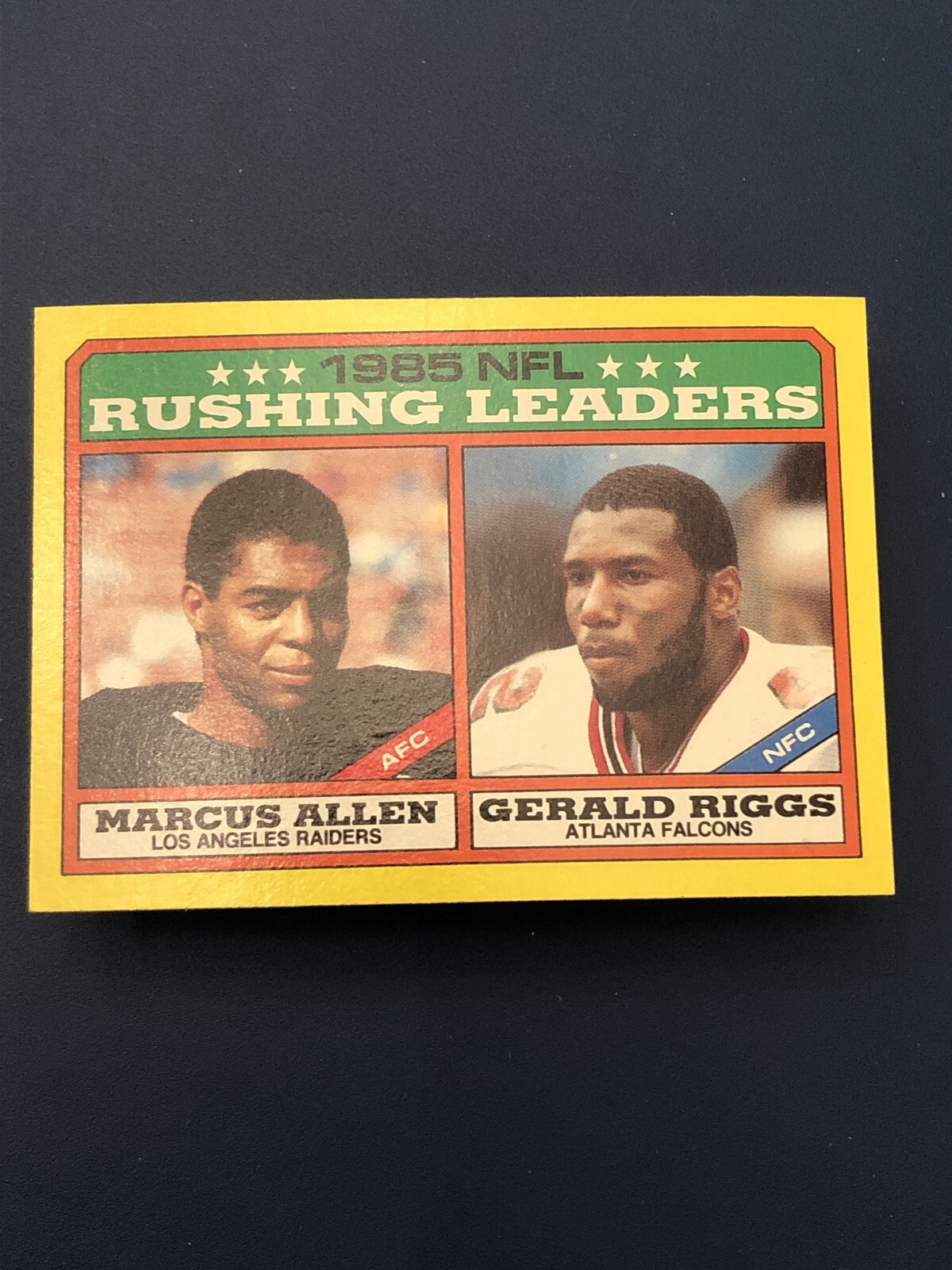 1986 TOPPS 1985 NFL RUSHING LEADERS #227 MARCUS ALLEN GERALD RIGGS CARD ...