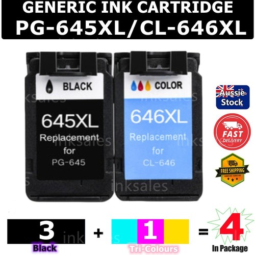 4x Generic PG-645XL CL-646XL Ink For Canon MG3060 2460 TR4560 MX496 ...
