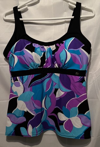 ZeroXposur Womens Swimsuit Tankini Sz XL 14 Swimwear Floral Halter Soft ...