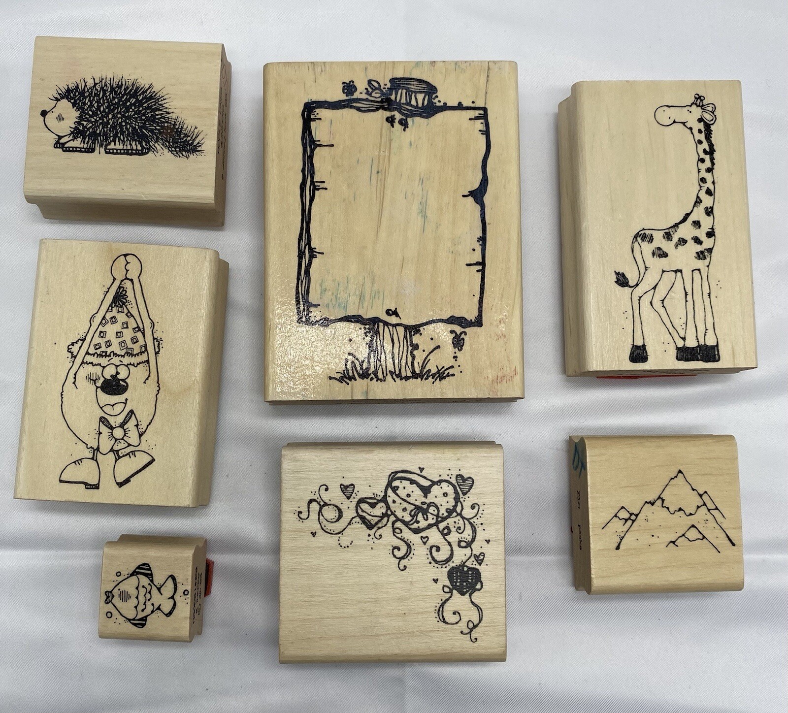 Hook Lines & Inkers Rubber Stamps Set of 7 Giraffe Porcupine Sign Post ...