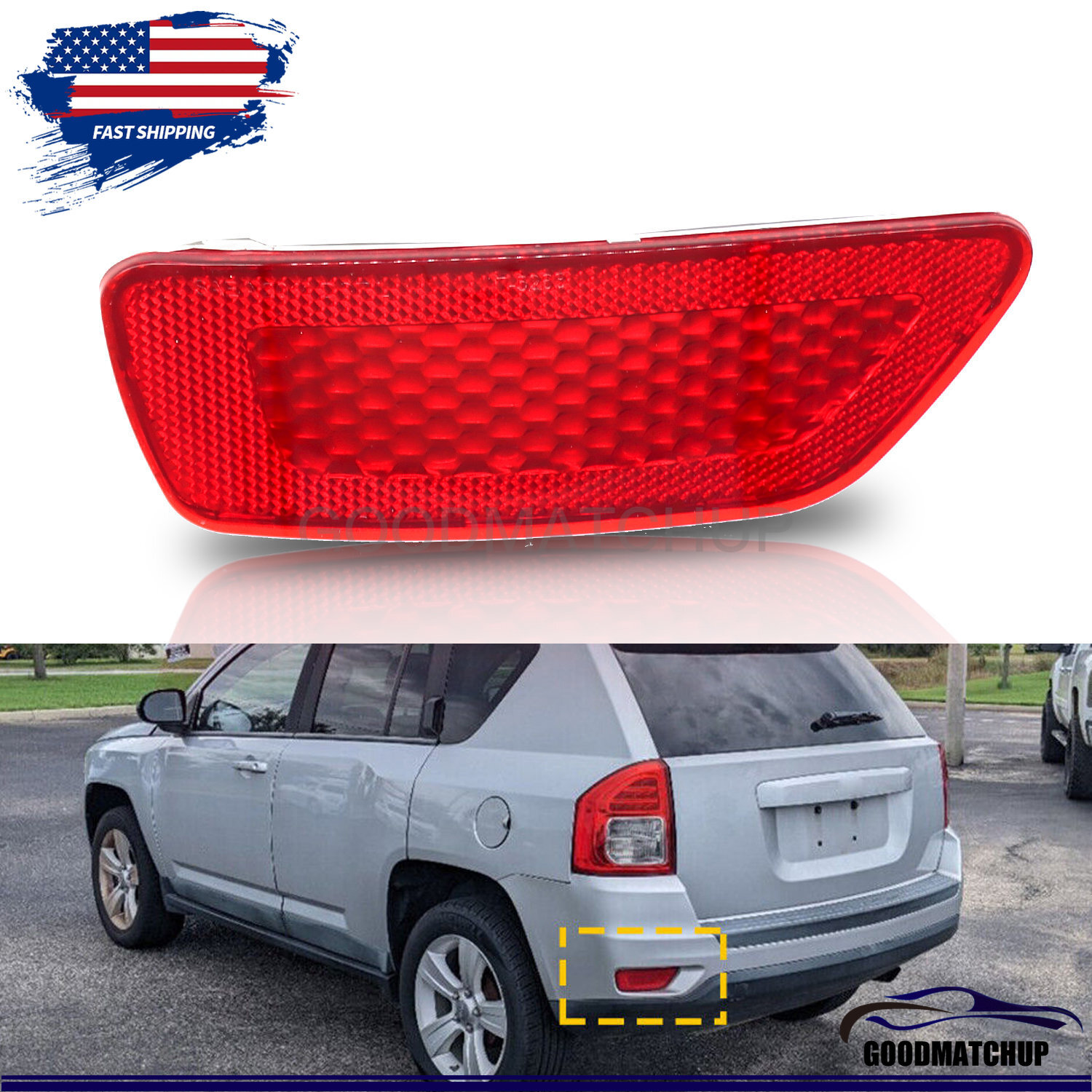 Rear Bumper Reflector Light Left Driver Side Fit for Jeep Compass Dodge ...