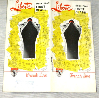 VINTAGE PAMPHLET SHIP SS LIBERTE (EUROPA) FRENCH LINE LONG DECK PLANS ...
