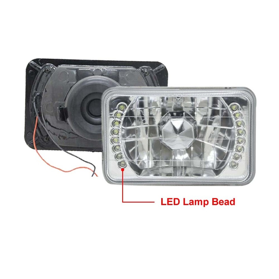 4pcs 4x6" LED Halo Headlights DRL Beam For Chevy C10 Pickup truck 1980 ...